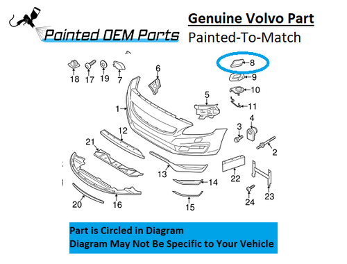 Painted 2014-2018 Volvo S60 Headlamp Washer Cover | Genuine OEM