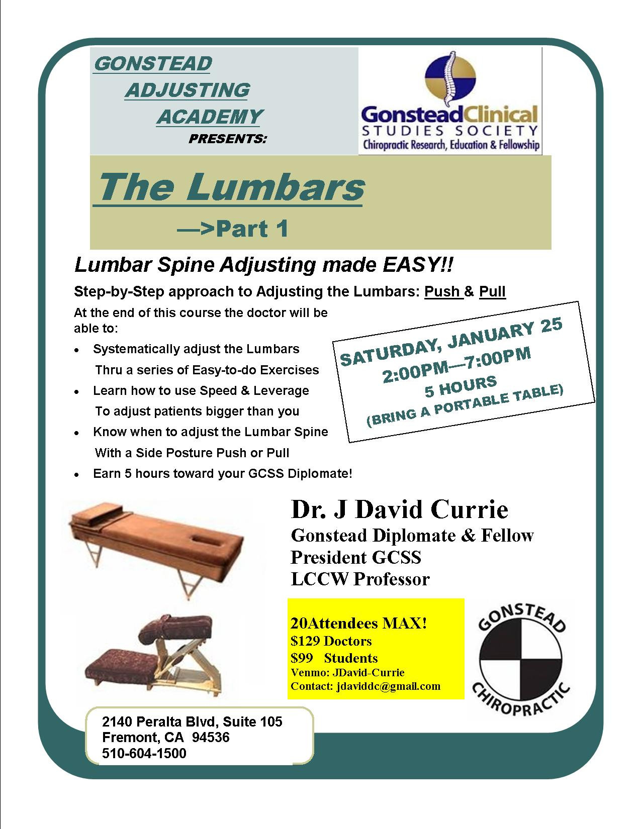 Lumbars - Part 1 | Gonstead Adjusting A