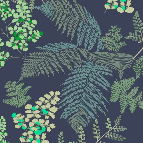 Lace Ferns | midnight blue (wallpaper) | solidandpattern