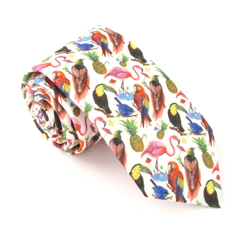 Birds of Paradise Cotton Tie Made with Liberty Fabric | james-lear-arundel