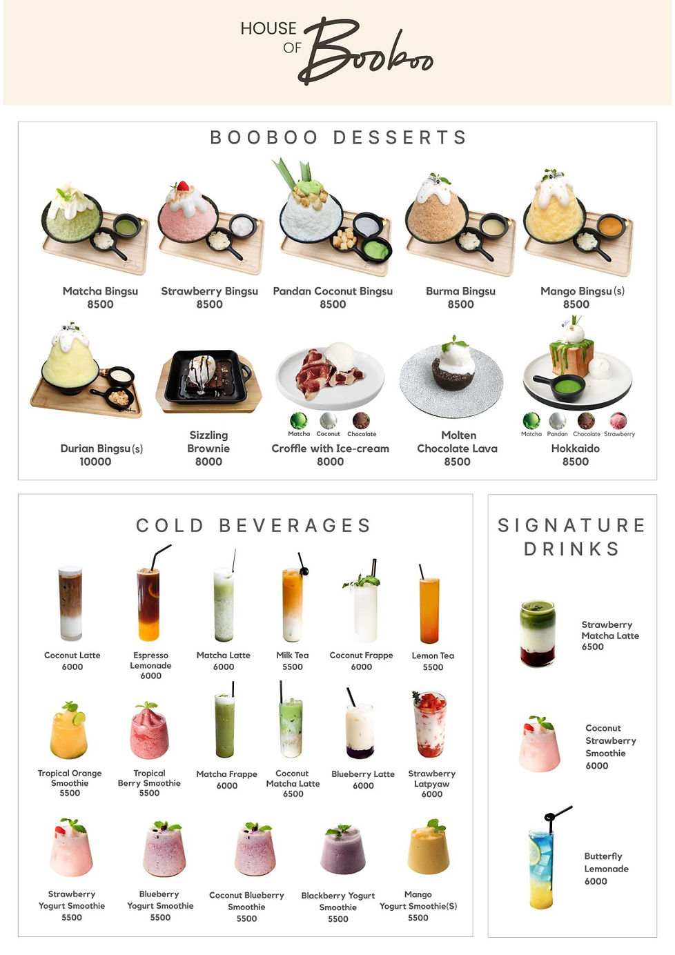 House of Booboo Menu | Booboo Cafe