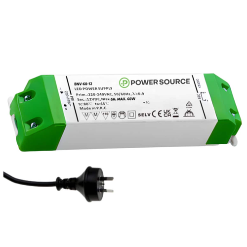 POWER SOURCE BNV-60-12-AUP LED Driver CV 12V 60W Non-Dimmable IP20 ...