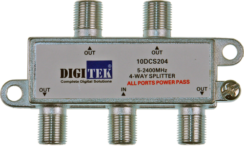 Digitek 4 Way 5-2400MHZ F Type Splitter - All Leg Power Pass | Active ...