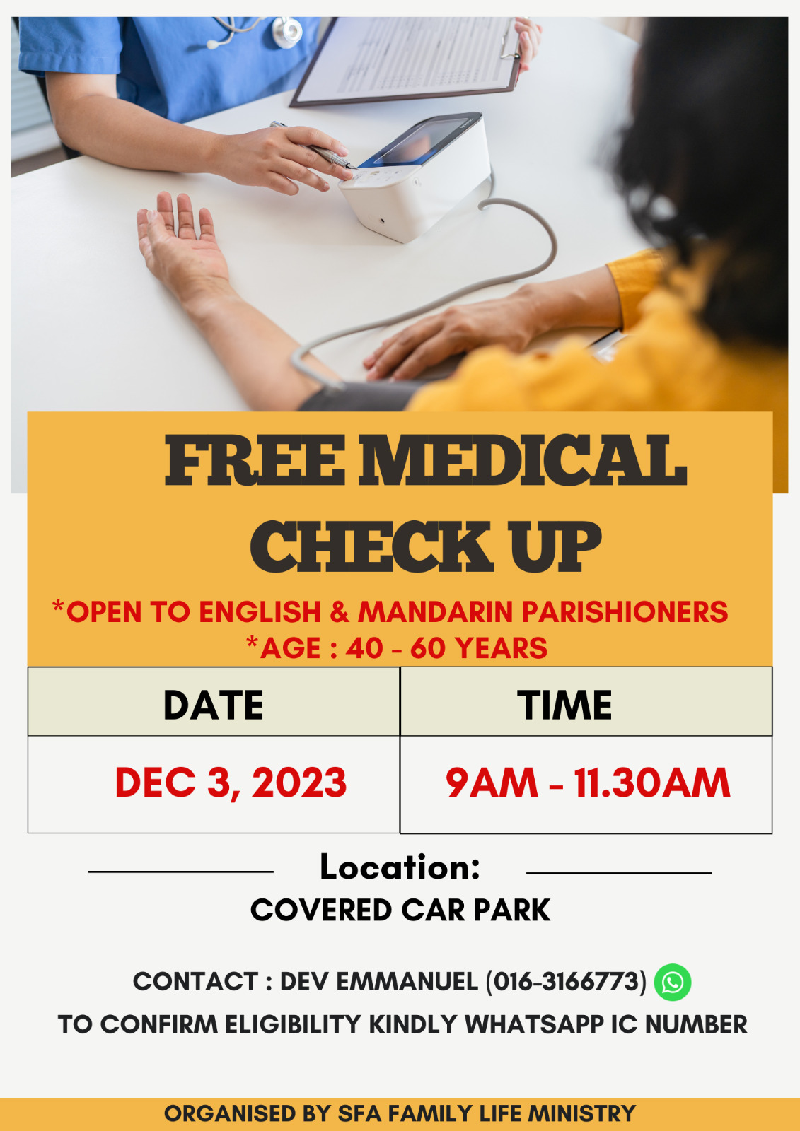 FREE MEDICAL CHECK UP (DEC 3)