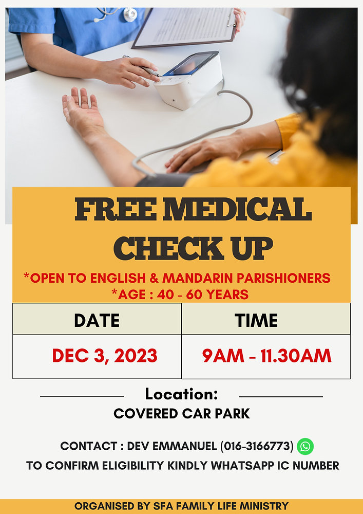 FREE MEDICAL CHECK UP (DEC 3)