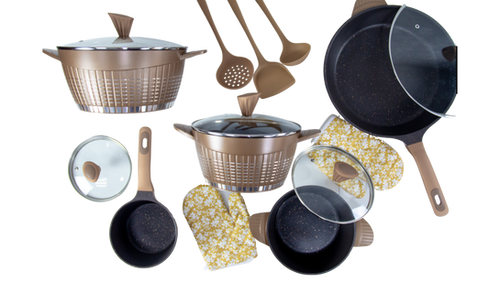 Conjunto de Panelas Linha Aurora Dourada | Panelas