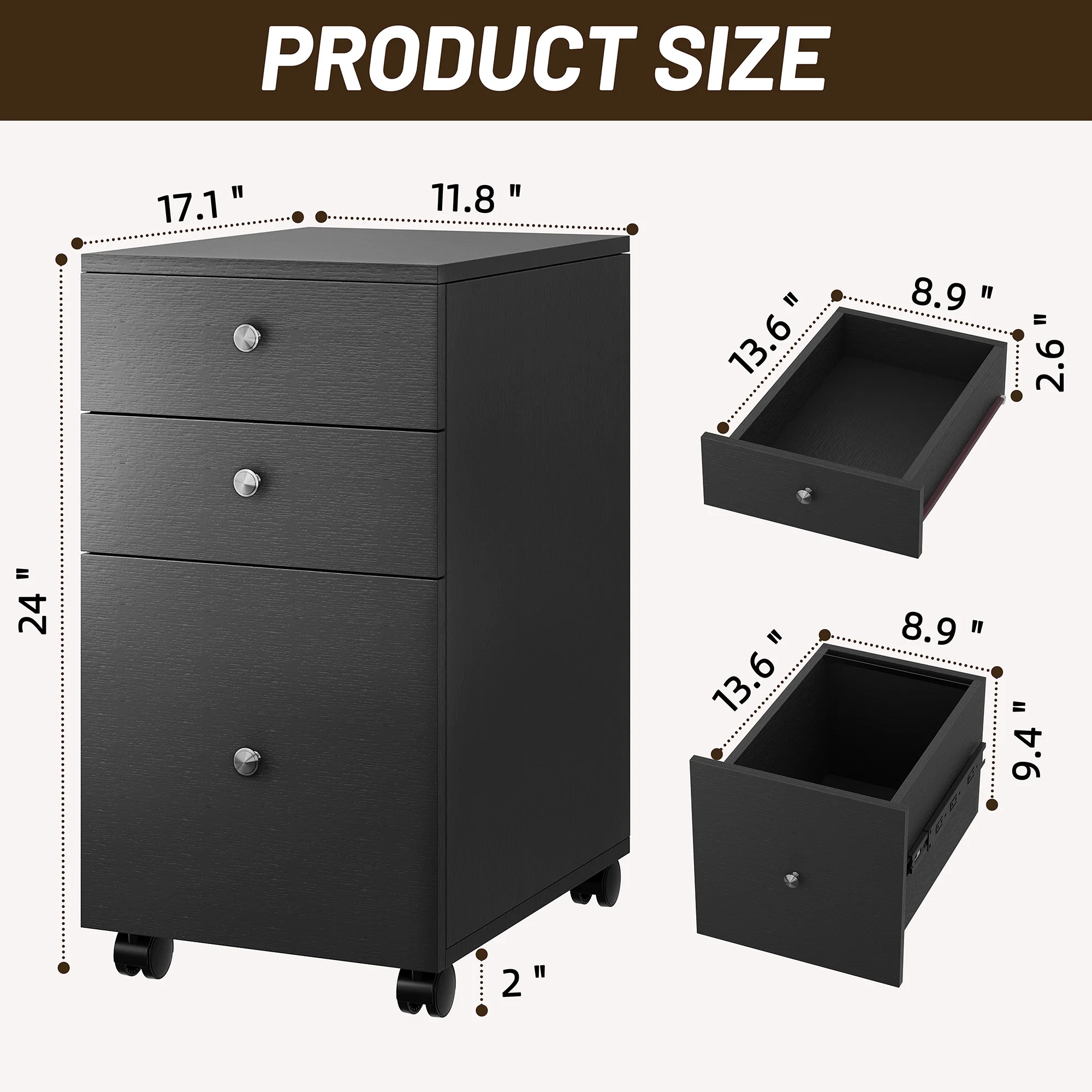 Walsunny 3 Drawer Mobile Cabinet | COS Ltd.