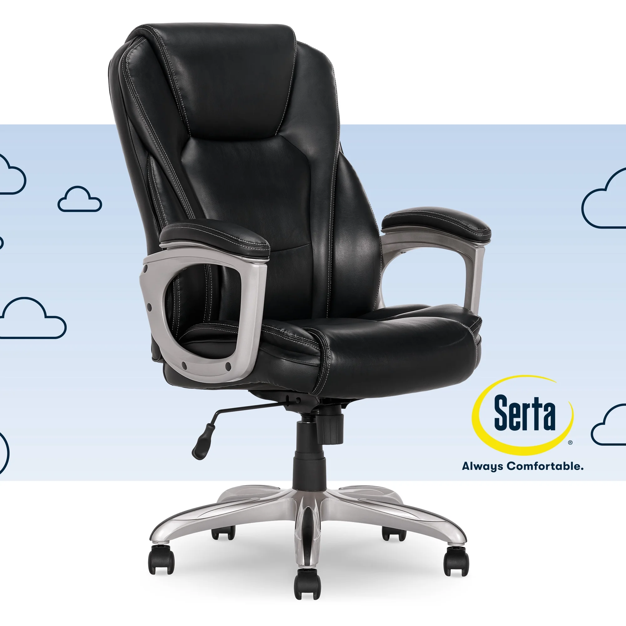 Serta Heavy-Duty Bonded Leather Commercial Office Chair with Memory ...