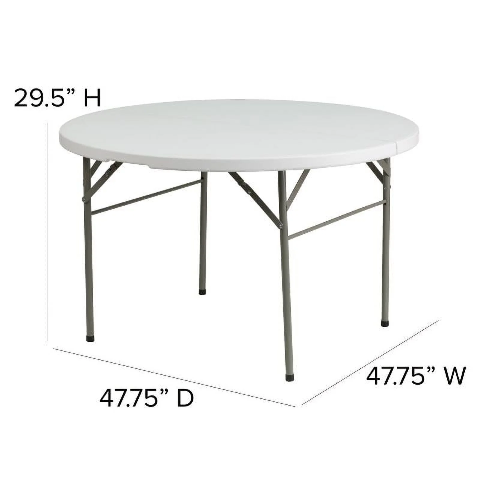 Lancaster 48" Round Heavy-Duty Granite White Plastic Bi-Folding Table ...