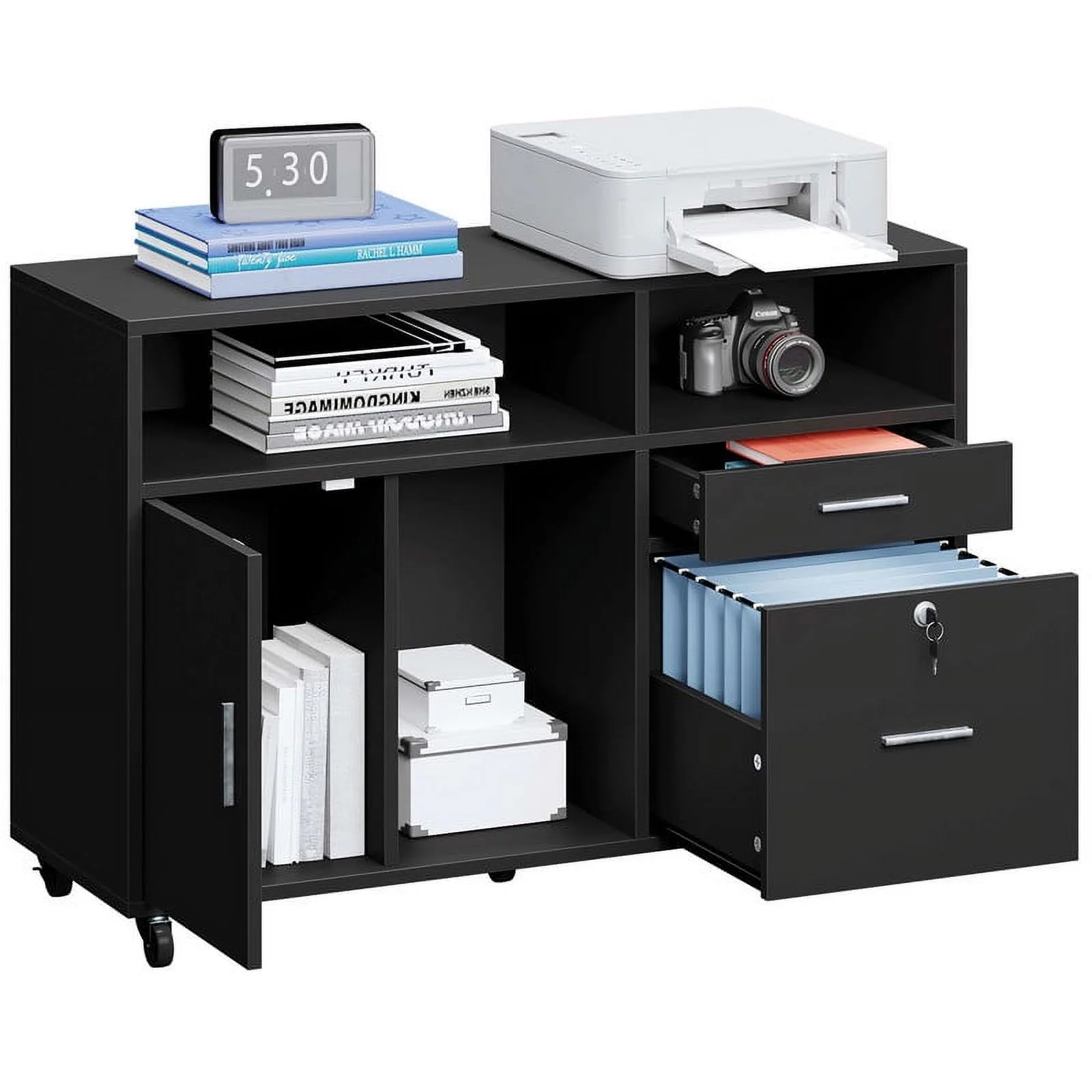 YITAHOME Wood Lateral File Cabinet, 2 Drawer Mobile Storage Cabinet ...