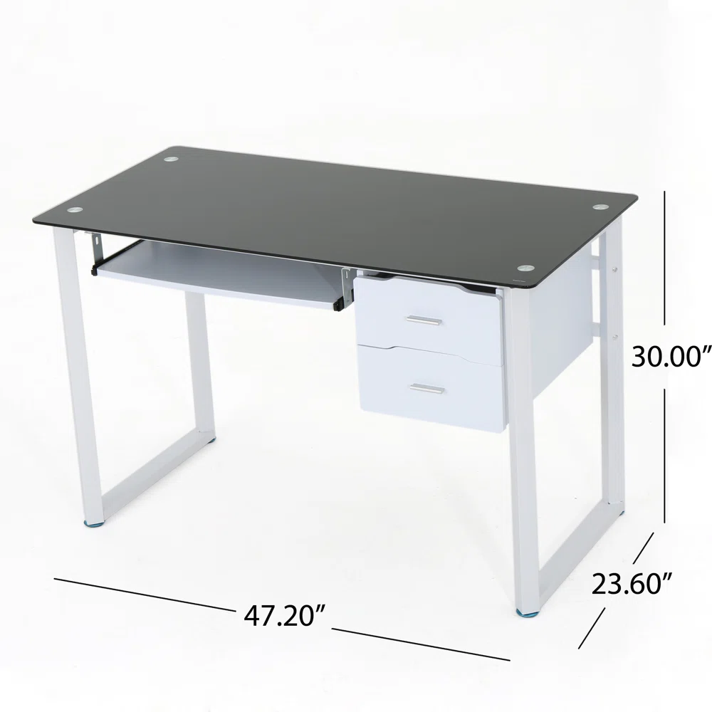 Ailey Glass Top Metal Base Computer Desk | COS Ltd.