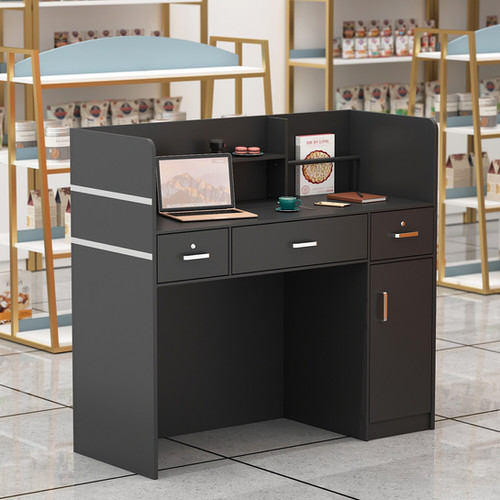 WIAWG Reception Station with Counter Area with Drawers, Black | COS Ltd.