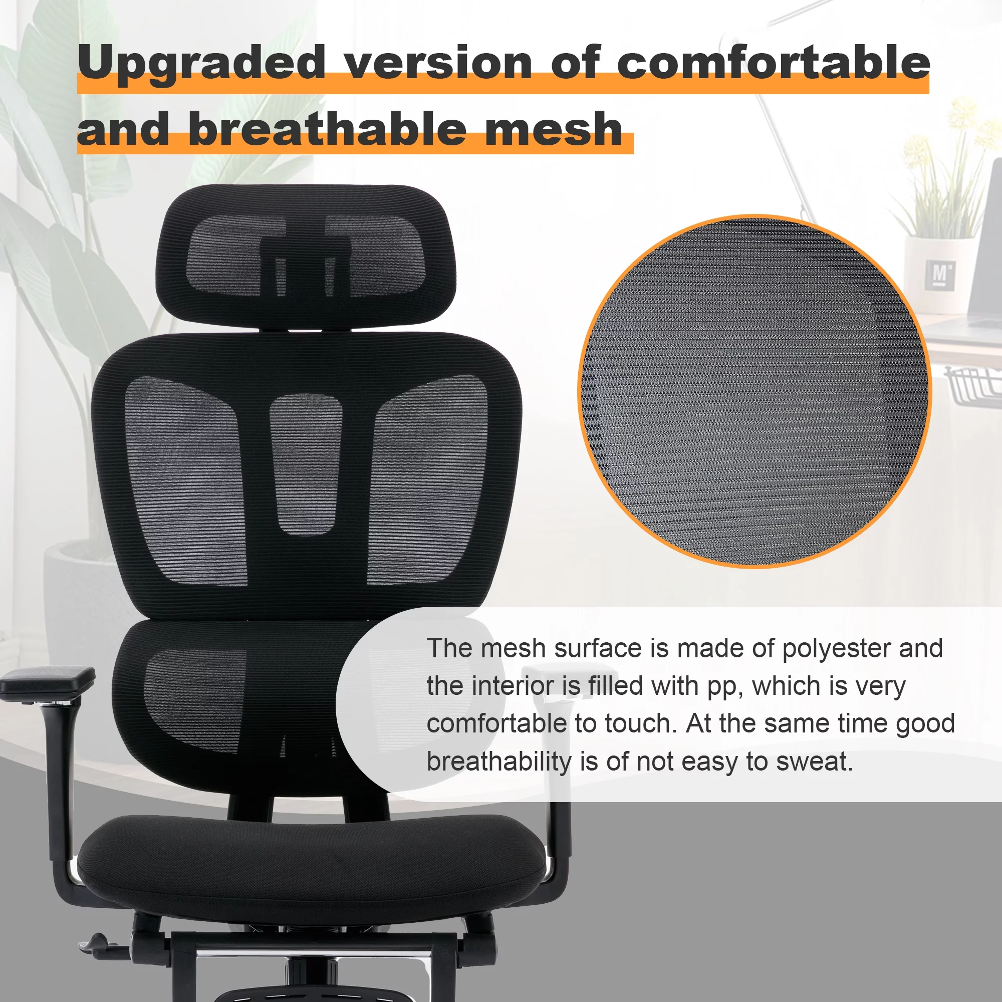 Hforesty Ergonomic Mesh Office Chair, with 3D Lumbar Support, with ...