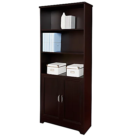 Realspace® Magellan 72"H 5-Shelf Bookcase With Doors, Espresso | COS Ltd.