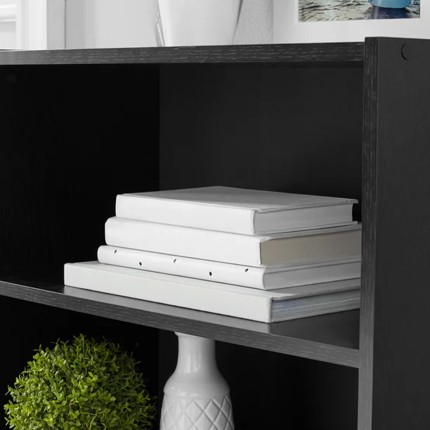 Mainstays 3-Shelf Bookcase with Adjustable Shelves, True Black Oak ...