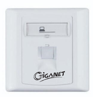 Giganet 1-port Single-Gang Shuttered Keystone 45 Degree Angled Faceplate
