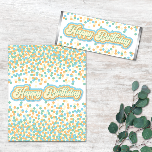 Blue Confetti Chocolate Label | Label Lane