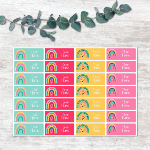 Bright Rainbows Name Labels | Label Lane