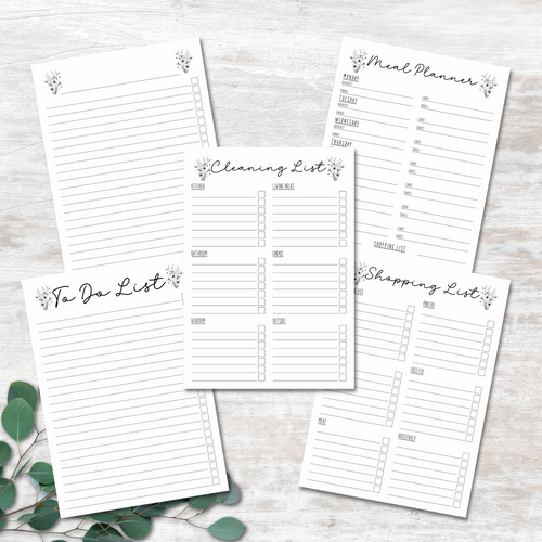 Printable List Bundle - Black and White Wildflowers | Label Lane