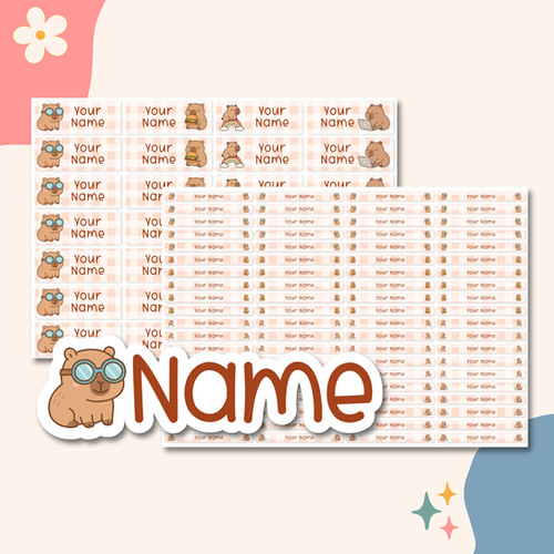 Capybara Cuties Kids Waterproof Name Labels