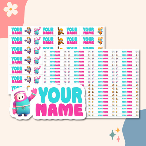 Fall Guys Kids Waterproof Name Labels