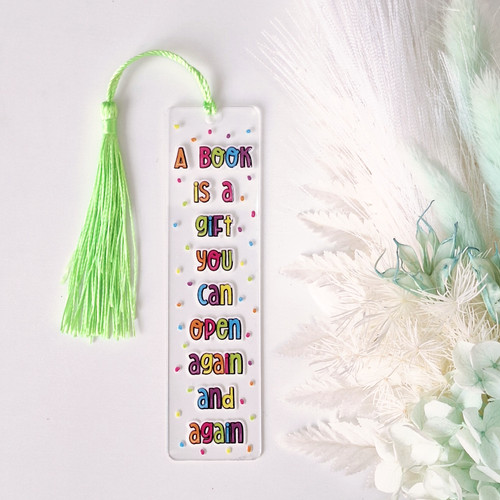 Colourful Acrylic Bookmark - A Book Is A Gift | Label Lane