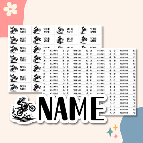 Dirt Bike Kids Waterproof Name Labels