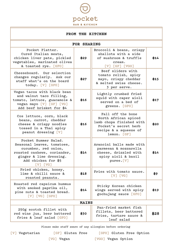 Food | Pocket Bar and Kitchen | Grey Lynn | Auckland