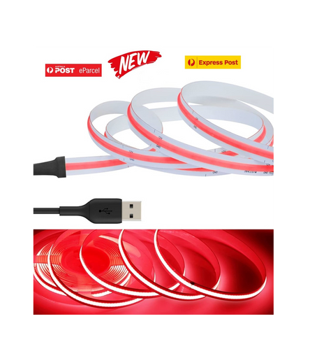 5M RED NEON COB Strip Light 2880 LED USB 5V STRING | eslighting