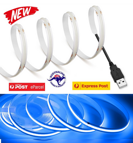 5M BLUE NEON COB Strip Light 2880 LED USB 5V STRING | eslighting