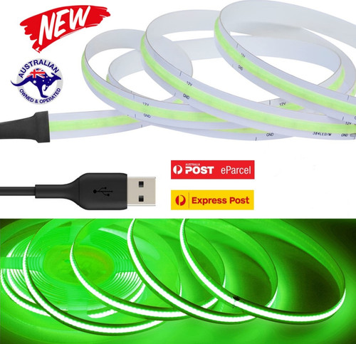 5M GREEN NEON COB Strip Light 2880 LED USB 5V STRING | eslighting