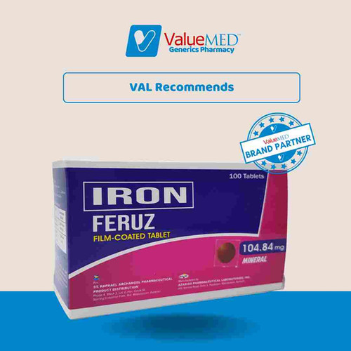 FERROUS SULFATE 325MG TABLET 100' s (FERUZ) | ValueMed Generics