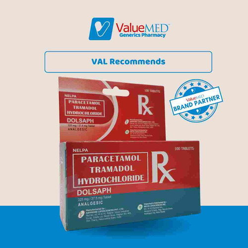 Paracetamol + Tramadol 325 mg/37.5 mg Tablet 100's DOLSAPH | ValueMed ...