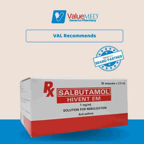 Salbutamol 2.5 mg/2.5 mL Nebule 30's HIVENT-EM | ValueMed Generics