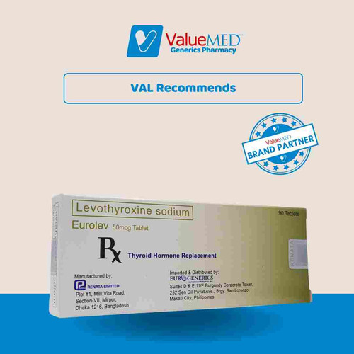 Levothyroxine 50 mcg Tablet 90's EUROLEV | ValueMed Generics