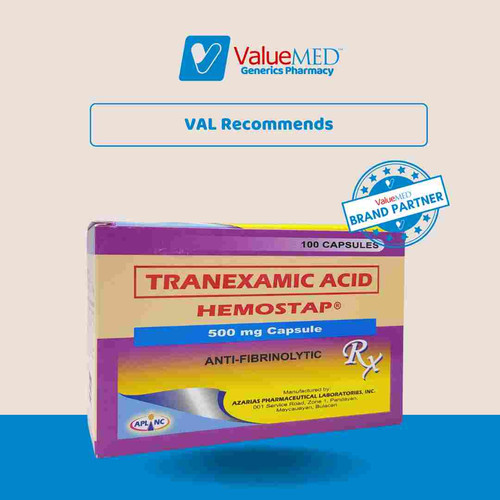 TRANEXAMIC ACID 500mg CAPSULE 100's (HEMOSTAP) | ValueMed Generics