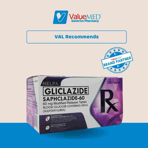 Gliclazide 60 mg Tablet 100's SAPHCLAZIDE-60 | ValueMed Generics