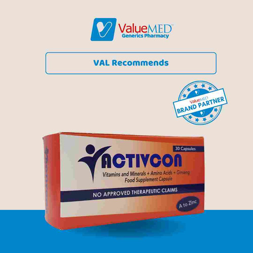 Vitamins and Minerals + Amino Acids + Ginseng Capsule 30's ACTIVCON ...