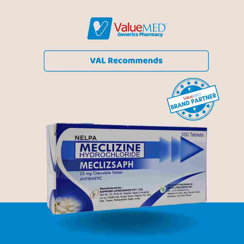 Meclizine HCl 25 mg Chewable Tablet 100's MECLIZSAPH | ValueMed Generics