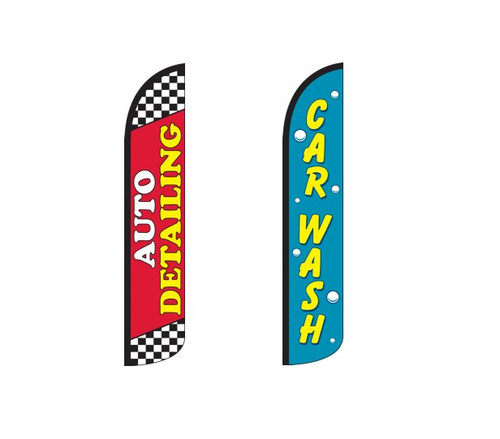 Car Wash & Detailing Wind-Free Feather Flags | Midwest Auto Dealer