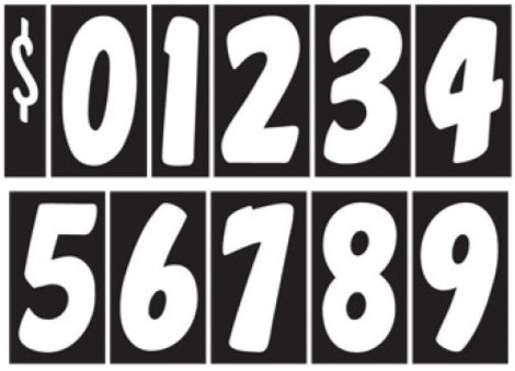 BLACK & WHITE 7 1/2" NUMBERS | Midwest Auto Dealer