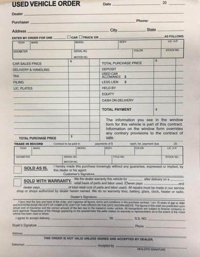 Used Vehicle Order Book (Large) | Midwest Auto Dealer