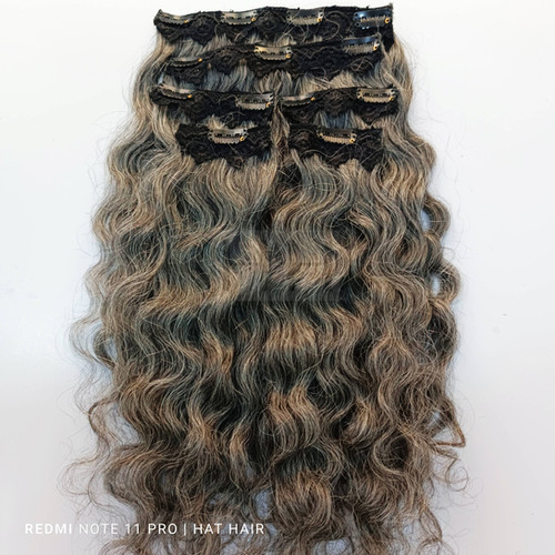 'Grey Clip Hair Extensions Raw Human Hair - Hat Hair Extensions'