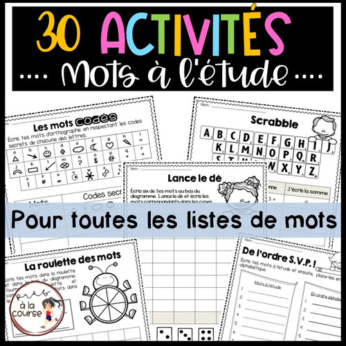 30 activités pour l'étude mots | Prof à la course