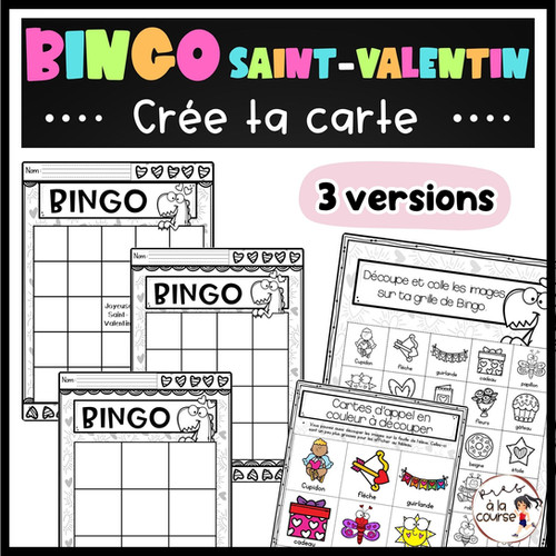 Bingo de la Saint-Valentin Crée ta carte | Prof à la course