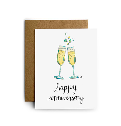 Champagne Anniversary Card | Eileen Graphics
