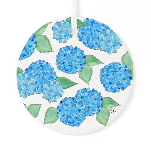 Hydrangeas Ceramic Ornament | Eileen Graphics