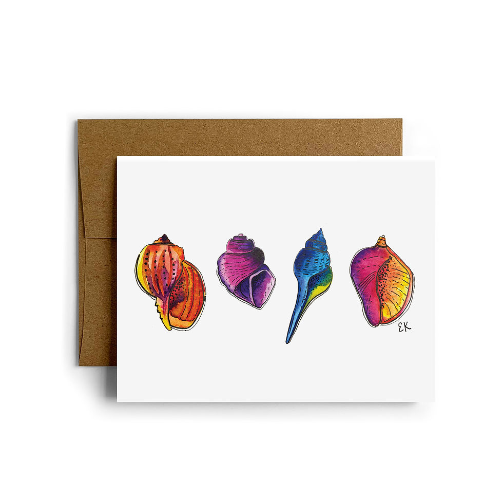 Rainbow Shells Greeting Card | Eileen Graphics
