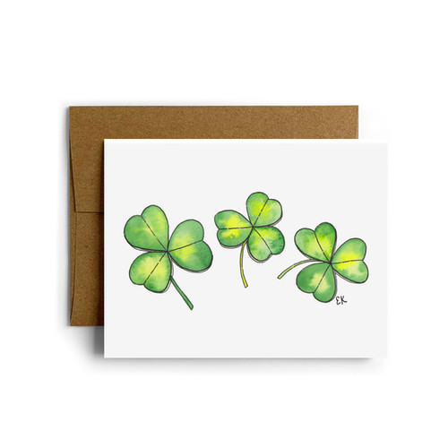 Three Shamrocks Greeting Card | Eileen Graphics