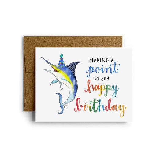 Swordfish Birthday Greeting Card | Eileen Graphics
